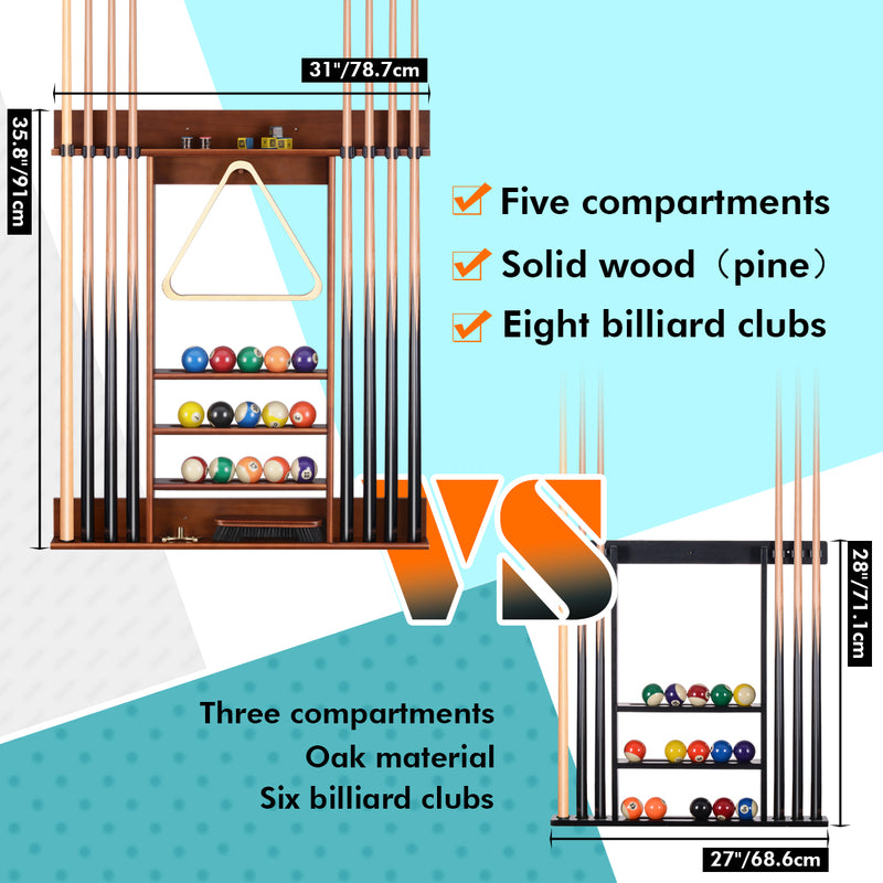【Patented】Wall Mount Pool Cue Rack for 8 pcs - Cherry – ikkle Home