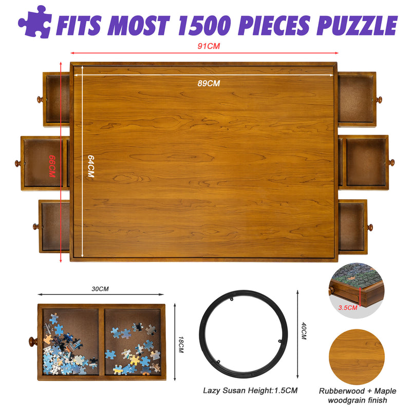 【US CA UK Only】1500 Piece Rotating Puzzle Board with 6 Drawers and Cov ...